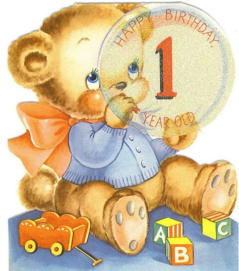 Happy Birthday One Year Old Abc Vintage Birthday Cards Vintage