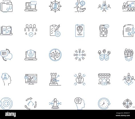 Collaborative Venture Line Icons Collection Partnership Alliance Cooperation Synergy