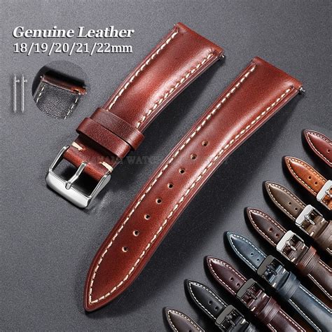 Oil Wax Genuine Leather Vintage Watch Strap 18mm 19mm 20mm 21mm 22mm