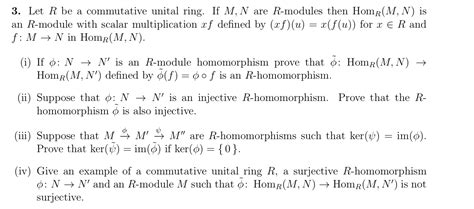 solved 3 let r be a commutative unital ring if m n are
