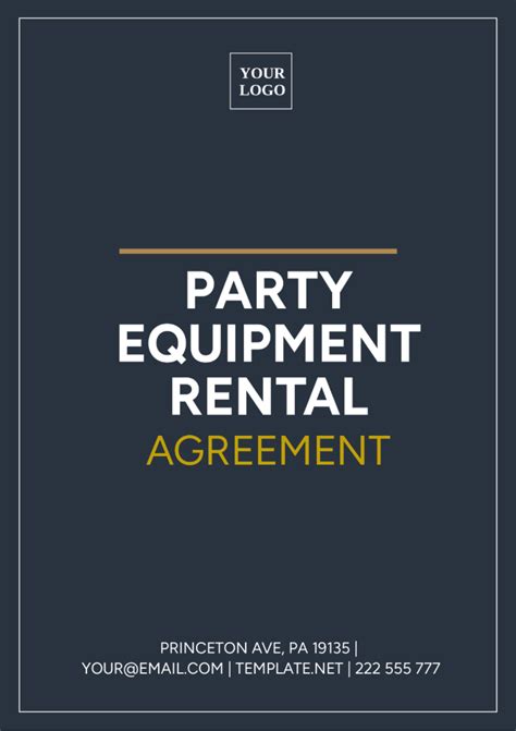 Free Party Equipment Rental Agreement Template To Edit Online