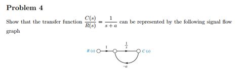 Solved Problem 4 Show That The Transfer Function Graph Cs