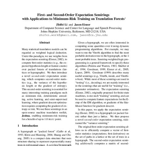 First And Second Order Expectation Semirings With Applications To