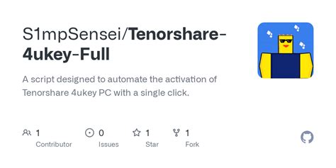 GitHub S1mpSensei Tenorshare 4ukey Full A Script Designed To Automate The Activation Of