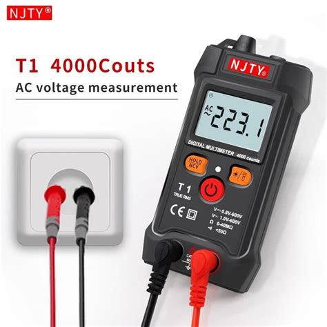 NJTY T1 Mini Digital Multimeter 4000 Counts Auto Ranging TRMS AC/DC ...