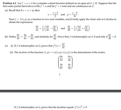 solved problem 4 2 let f u iv be a complex valued