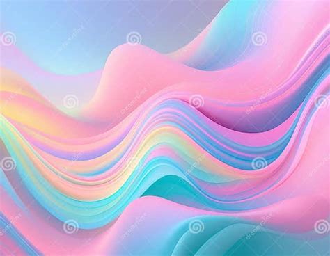 Pastel Soft Waves In Abstract Fluid Design Gentle Calming Background With Flowing Smooth