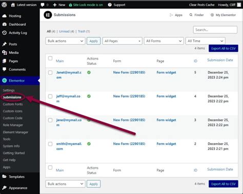 how to save form submission data in elementor