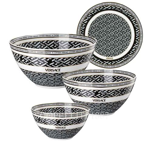Stunning Versace Bowl Set La Greca Signature Black