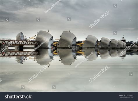 Thames Barrier Flood People Over 4 Royalty Free Licensable Stock
