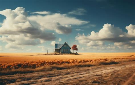 premium ai image rewrite this title photo house isolated in the field