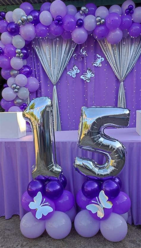 Purple And Silver Balloon Decorations For A Birthday Party Geburtstag