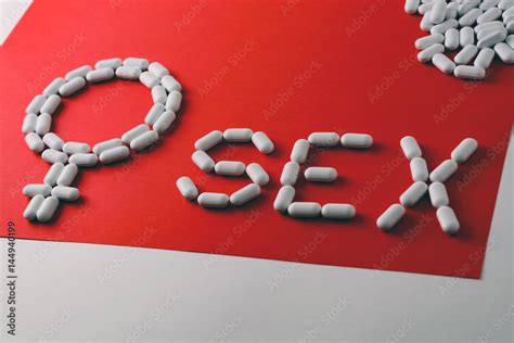 The Word Sex From Capsules And Tablets Birth Control Protection Female Stock Photo Adobe Stock