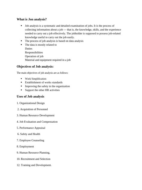 What Is Jon Analysis Pdf Human Resource Management Performance