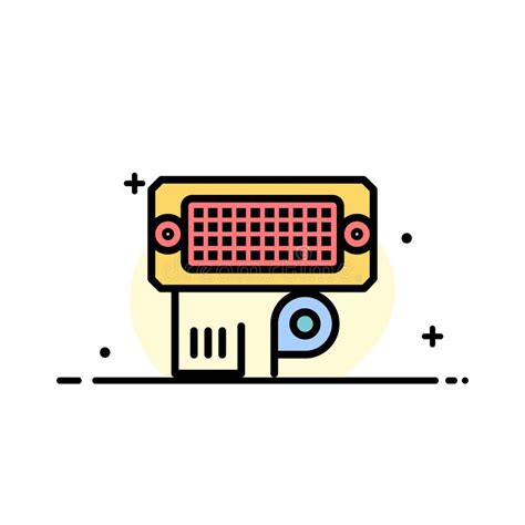 Adapter Connection Data Input Business Flat Line Filled Icon Vector