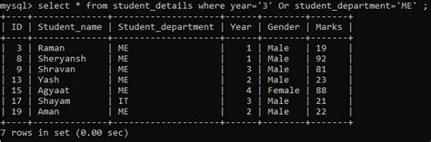 mysql or operator