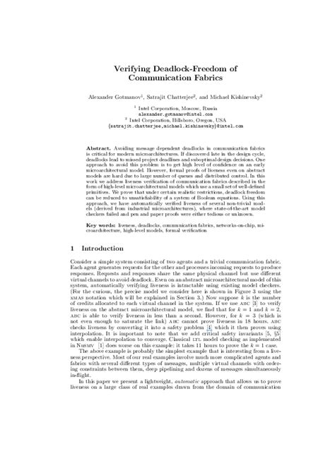 pdf verifying deadlock freedom of communication fabrics