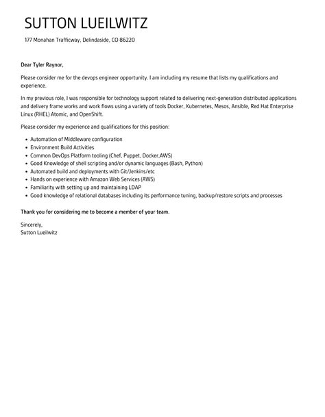 Devops Engineer Cover Letter Velvet Jobs