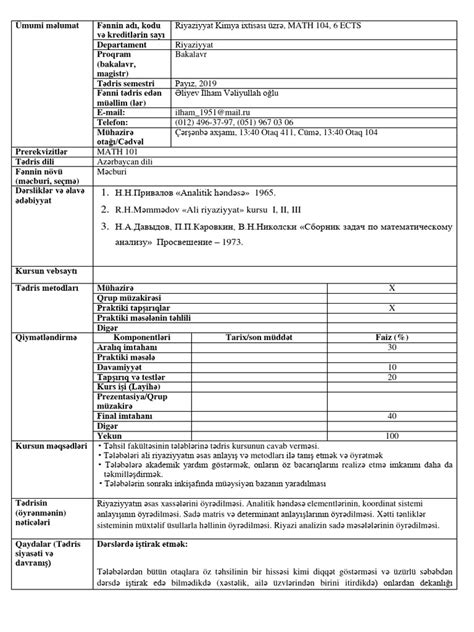 Mathematics Chem Ilham Aliyev Pdf