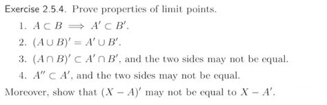 solved exercise 2 5 4 prove properties of limit points 1
