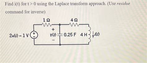 solved find i t ﻿for t 0 ﻿using the laplace transform