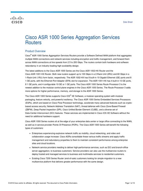 Datasheet C78 731632 Pdf Cisco Asr 1000 Series Aggregation Services Routers Data Sheet Pdf