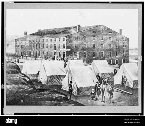 Soldiers Other People And Tents Of Confederates Outside Of Libby