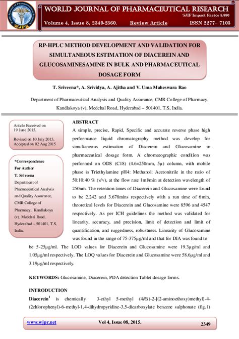 pdf rp hplc method development and validation for simultaneous