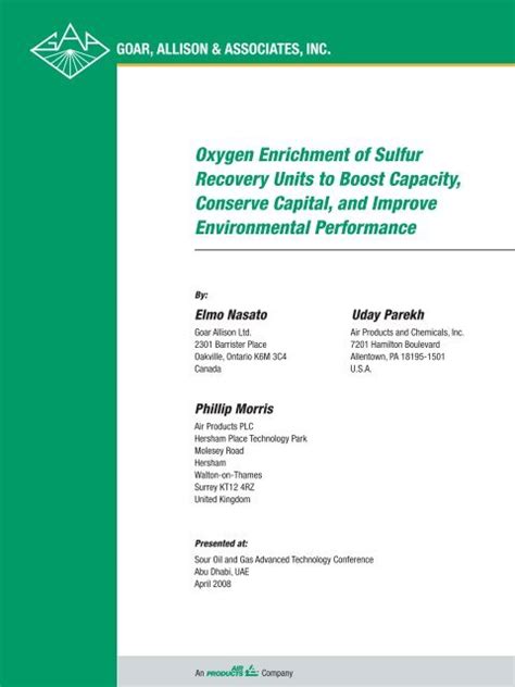 Oxygen Enrichment Fundamentals Goar Allison And Associates