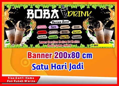 SPANDUK BANNER BACKDROP MINUMAN BOBA CETAK SPANDUK MINUMAN BOBA MURAH UKURAN X Cm Lazada
