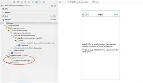 Swift In IOS Dismissing A Modally Presented Navigation Controller Results In Visual