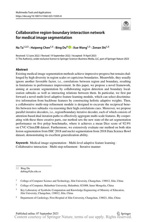 Collaborative Region Boundary Interaction Network For Medical Image Segmentation Request Pdf