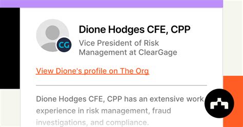 Dione Hodges Cfe Cpp Vice President Of Risk Management At Cleargage The Org