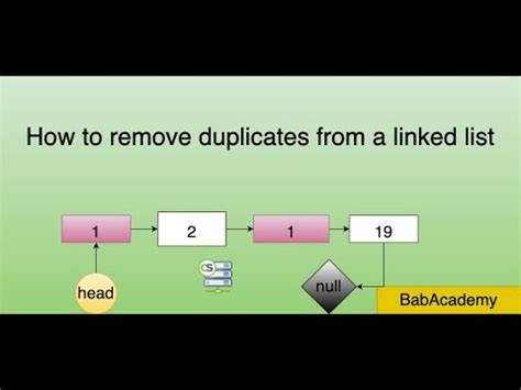 HOW TO REMOVE DUPLICATE NODES FROM A LINKED LIST YouTube