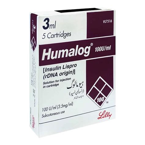 Eli Lilly Humalog Lispro Cartridge 100U Ml 3 5mg Ml 3ml