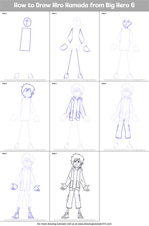 How To Draw Hiro Hamada From Big Hero Big Hero Step By Step Drawingtutorials Com