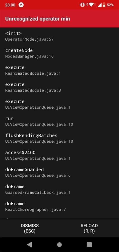 React Native Error Unrecognized Operator Min Stack Overflow