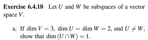 Solved Exercise 6 4 18 Let U And W Be Subspaces Of A Vector Chegg Com