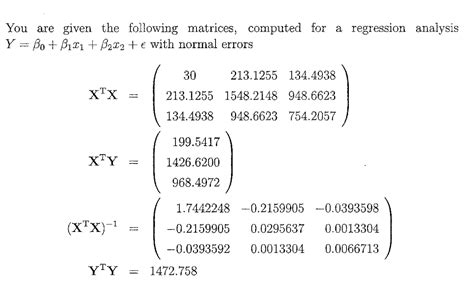 Statistics Find Sample Size Of A Regression With Calculated Matrix