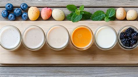 Colorful Yogurt Parfaits Showcase Healthy Eating Options Stock