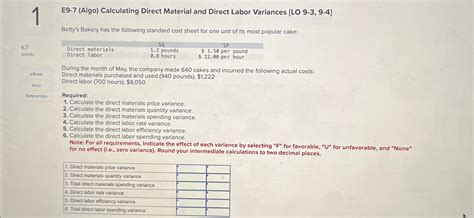 Solved 1E9 7 Algo Calculating Direct Material And Direct Chegg Com