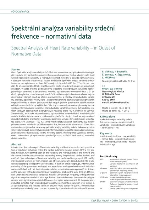 Pdf Spectral Analysis Of Heart Rate Variability Normative Data