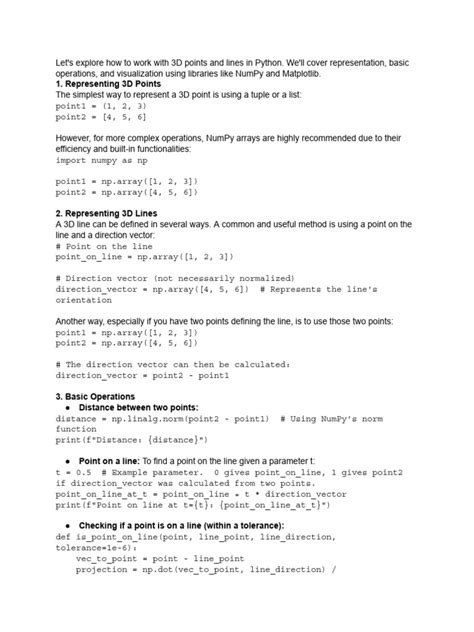 Three Dimensional Points And Lines In Python Pdf Computer