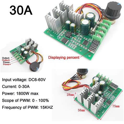 1Pc DC Motor Wide Voltage PWM High Speed 6V 60V Max 30A 1800W Frequency 15Khz LED Dimmer For DIY