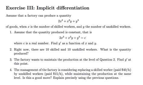 Answered Exercise Iii Implicit Differentiation Bartleby