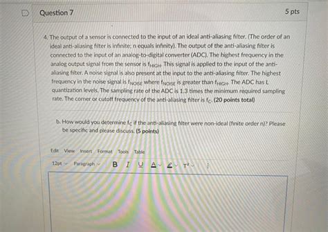 solved question 7 5 pts 4 the output of a sensor is
