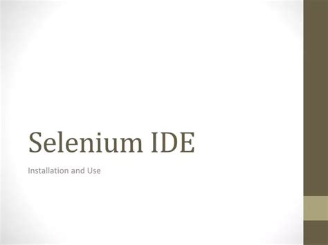 PPT Selenium IDE PowerPoint Presentation Free Download ID