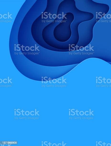 종이 컷 스타일의 추상적 배경 깊은 파도 현대 커버를 잘라 3d 벽지 매끄러운 그림자 종이 컷 아트와 파란색 레이어 벡터 카드 일러스트레이션 종이 접기 기하학적 모양