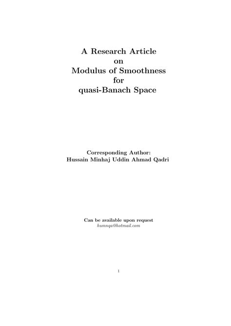 Pdf On Modulus Of Smoothness Of Quasi Banach Space