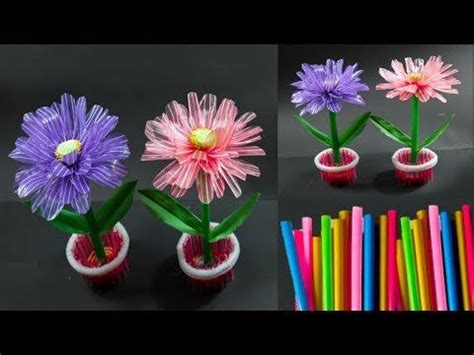 Cara Membuat Bunga Imut Dari Sedotan Kreatif Beautiful Flower And Cute Decoration Straws